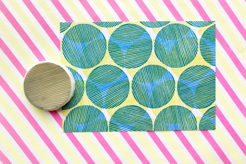 Stripe circle rubber stamp circle pattern stamp hand | Etsy