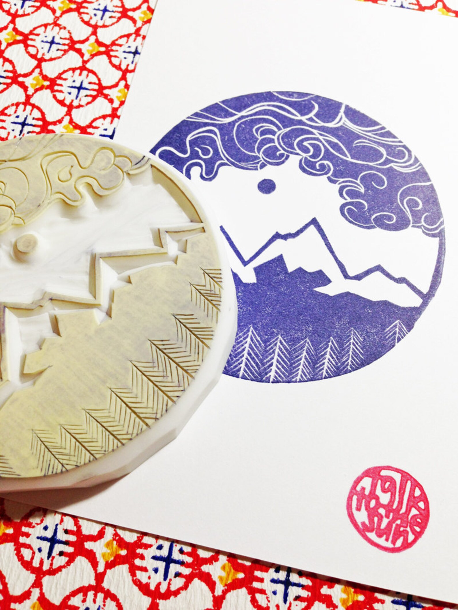 Winter Mountain Rubber Stamp Earth Landscape Stamp Hand - Etsy