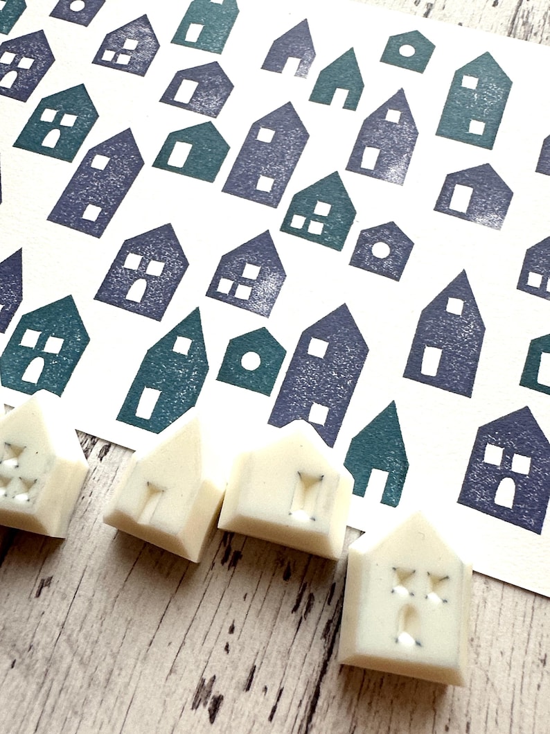 House Rubber Stamp Set: Hand Carved Stamps - Style No2 - Etsy