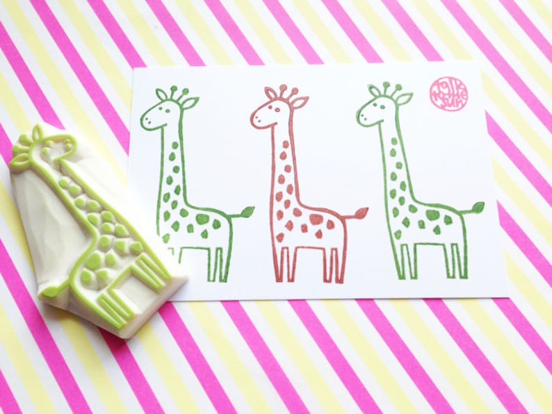 Giraffe Rubber Stamp African Animal Stamp Hand Carved Stamp - Etsy