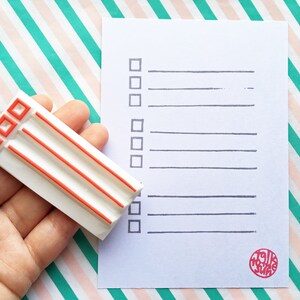 To Do List Rubber Stamp, Check Box Stamp for Journaling, Hand Carved ...