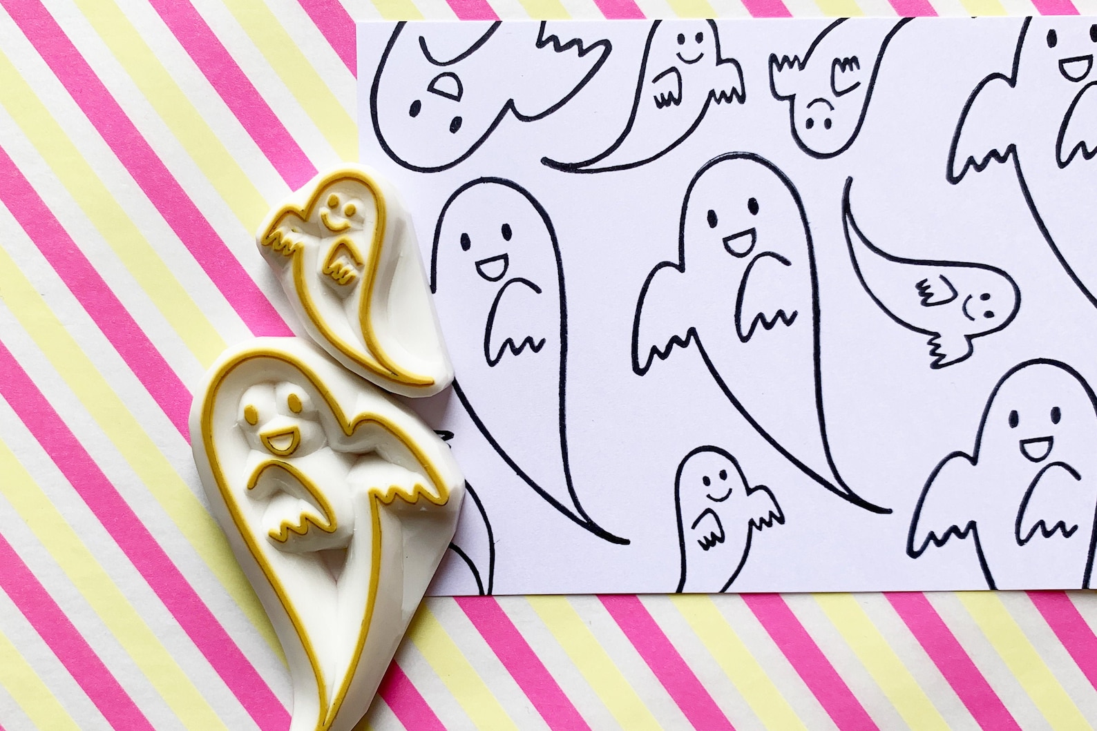 Ghost rubber stamp halloween stamp hand carved stamp | Etsy