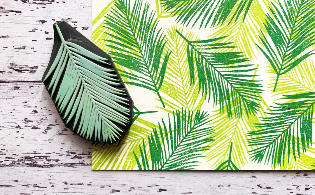 Palm Leaf Rubber Stamp | Hand Carved Stamp | Greenery Botanical Design ...