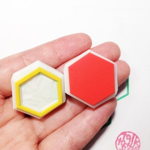 Hexagon Rubber Stamps, Geometric Pattern Stamps, Hand Carved Stamps by ...