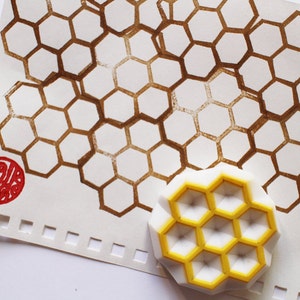 Honeycomb Rubber Stamp Hexagon Pattern Stamp Hand Carved | Etsy