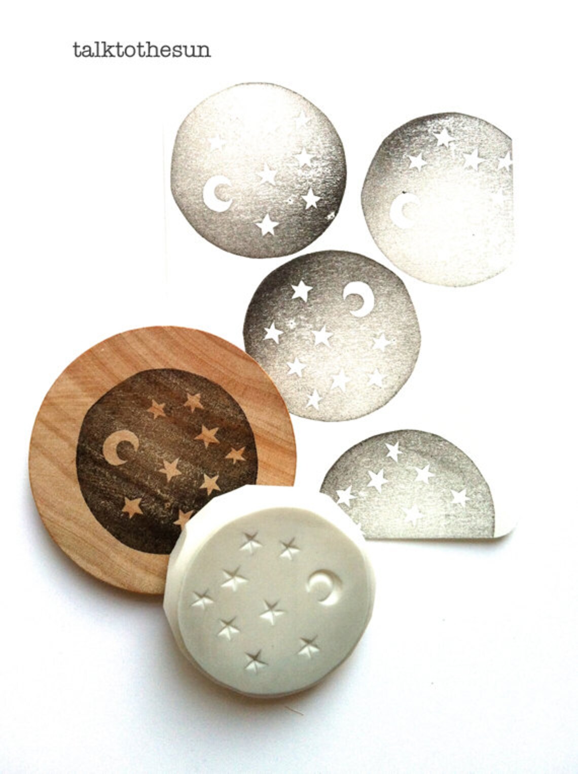 Night Sky Rubber Stamp Crescent Moon & Star Stamp Hand - Etsy