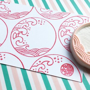 Japanese Rubber Stamp, Ocean Wave Stamp for Card Making, Hand Carved ...