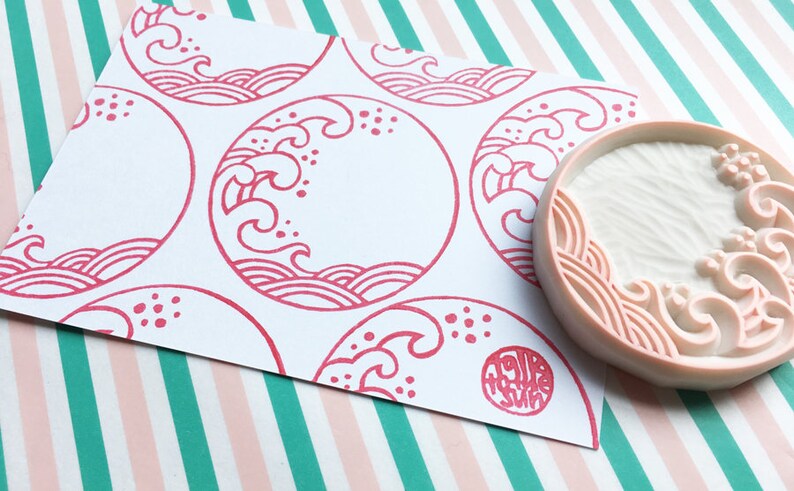 Japanese Rubber Stamp Ocean Wave Stamp Hand Carved Stamp - Etsy