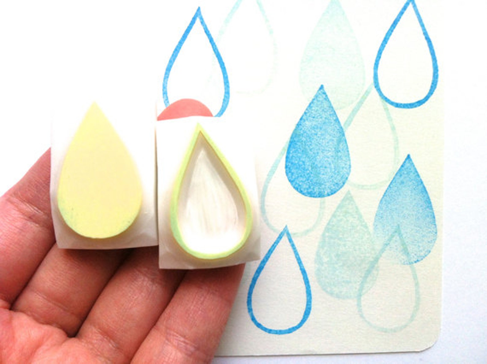 Water Drop Rubber Stamps Rain Drop Stamps Hand Carved Stamps | Etsy
