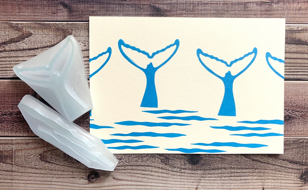 Whale Rubber Stamp Set, Whale Tail & Wave Stamps, Hand Carved Stamps ...