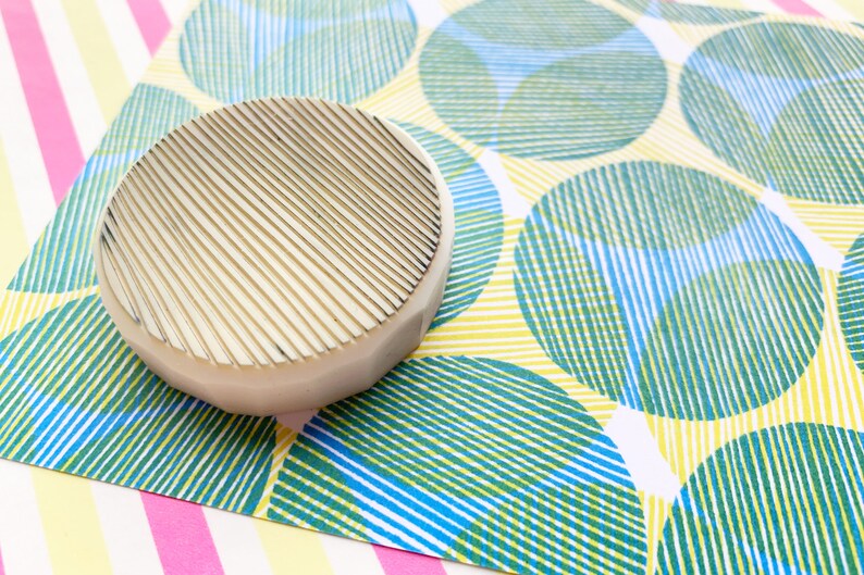 Stripe circle rubber stamp circle pattern stamp hand | Etsy