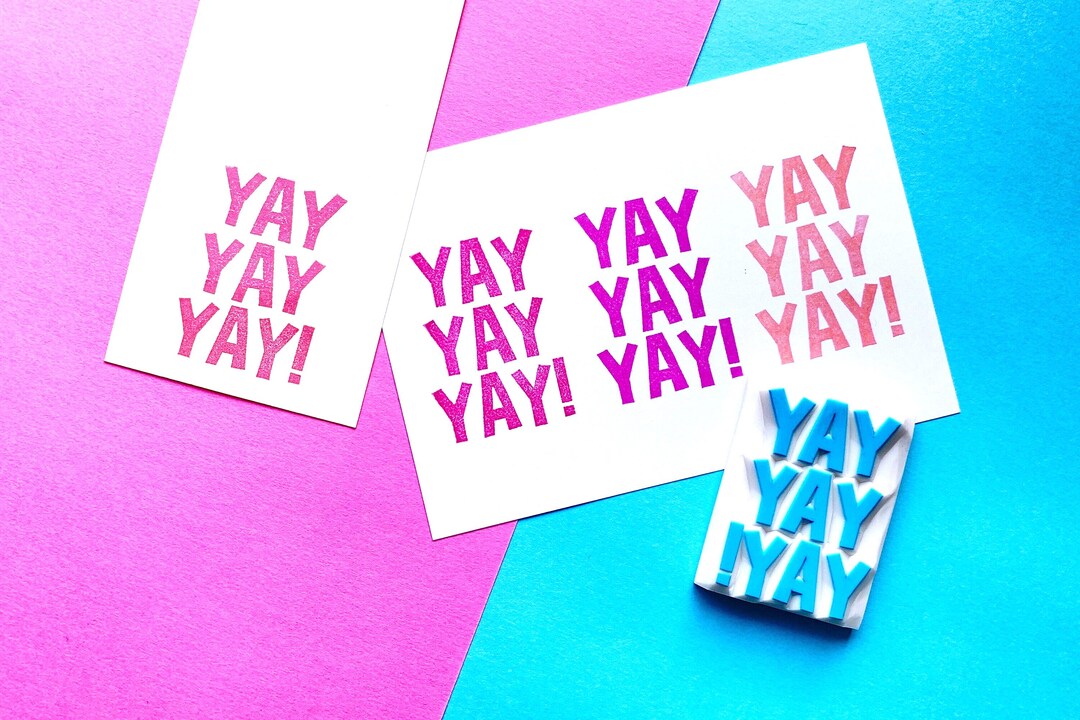 Yay Yay Yay Rubber Stamp, Congratulations Stamp, Hand Carved Stamp for ...