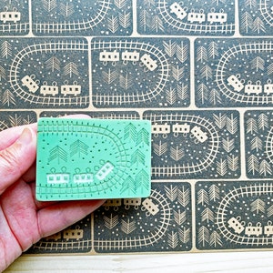 Train on Tracks Rubber Stamp, Railway Stamp, Hand Carved Stamp by ...