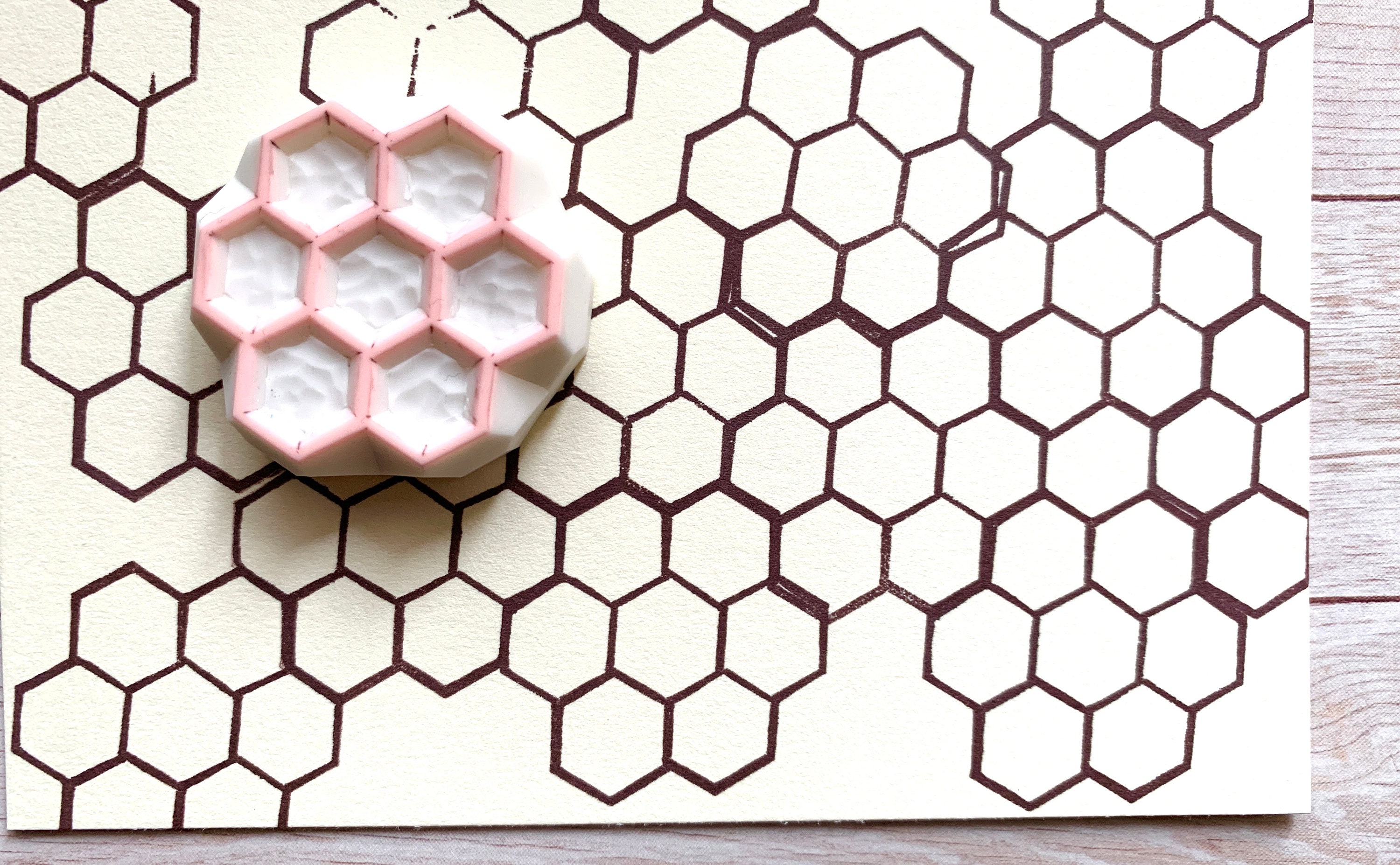 Honeycomb Rubber Stamp Hexagon Pattern Stamp Hand Carved - Etsy