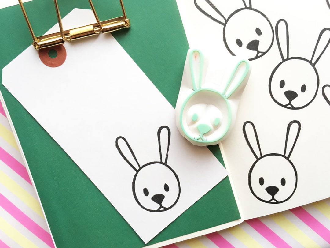 Rabbit Rubber Stamp, Woodland Animal Stamp, Hand Carved Stamp by ...