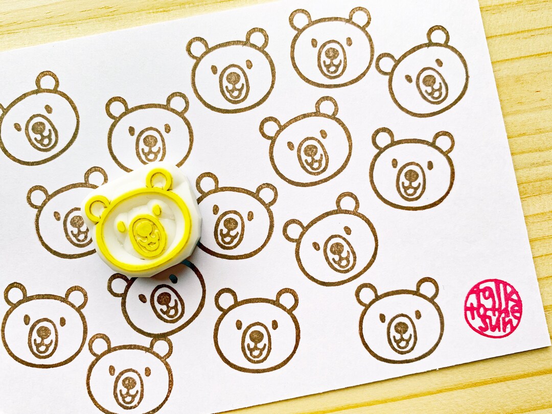 Bear Cub Rubber Stamp, Cute Animal Stamp, Hand Carved Stamp, Craft Gift ...