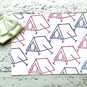 Camping Tent Rubber Stamp, Hand Carved Stamp by Talktothesun, Gift for ...