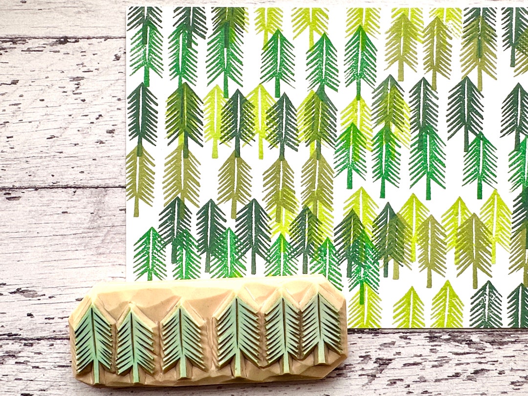 Fir Tree Forest Rubber Stamp : Nature Inspired Hand Carved Stamp - Etsy