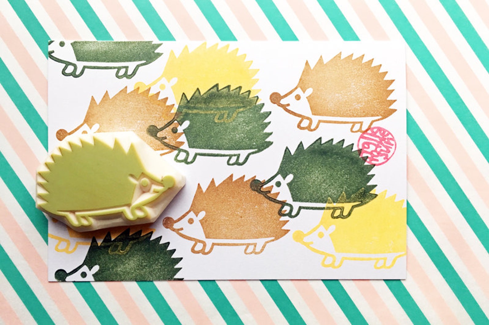 Hedgehog Rubber Stamp Woodland Animal Stamp Hand Carved - Etsy