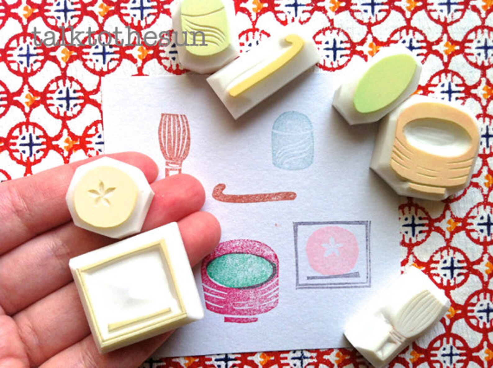 Japanese Tea Ceremony Rubber Stamp Set Matcha Green Tea Bowl | Etsy