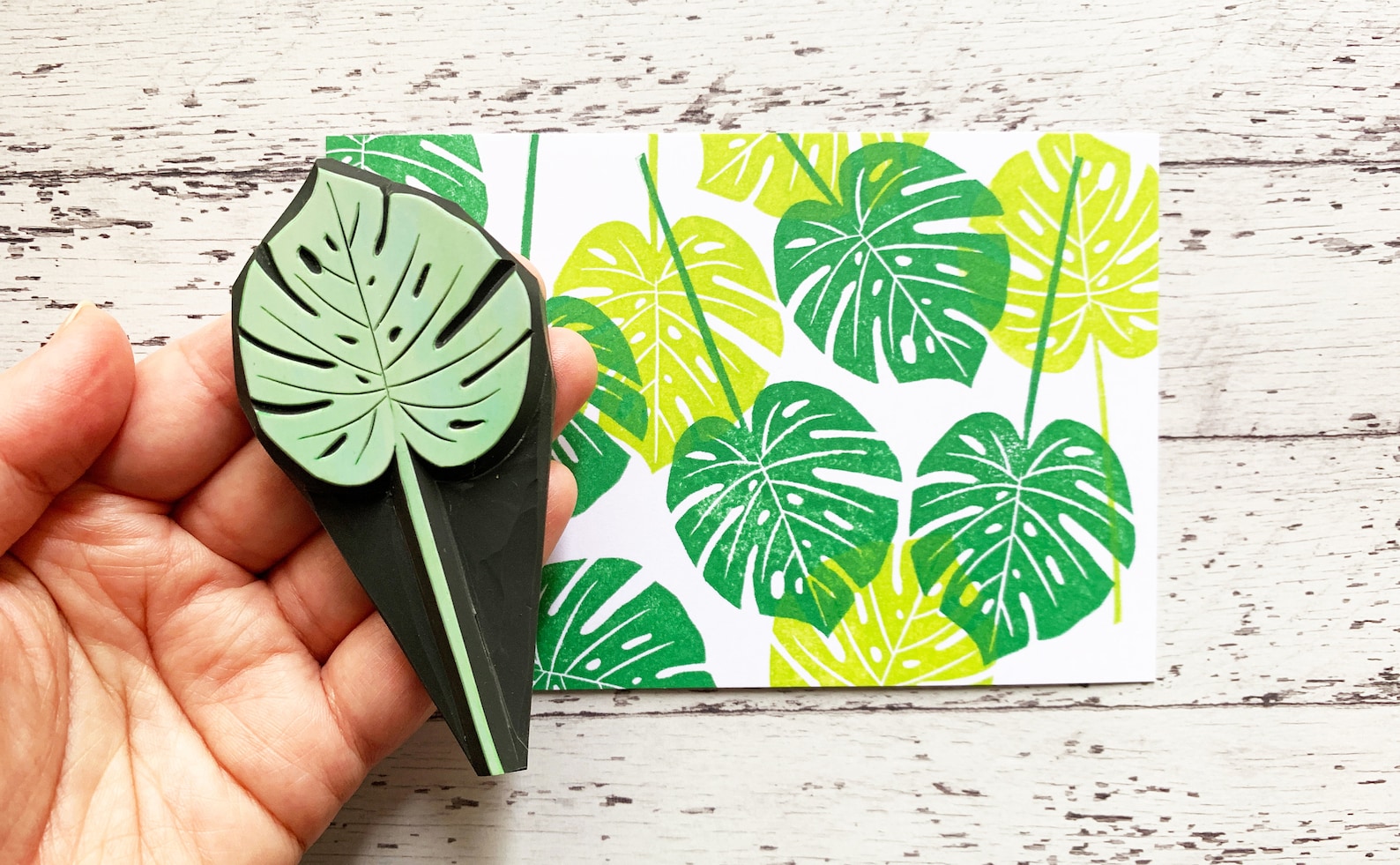 Monstera Leaf Rubber Stamp Tropical Leaf Stamp Hand Carved - Etsy