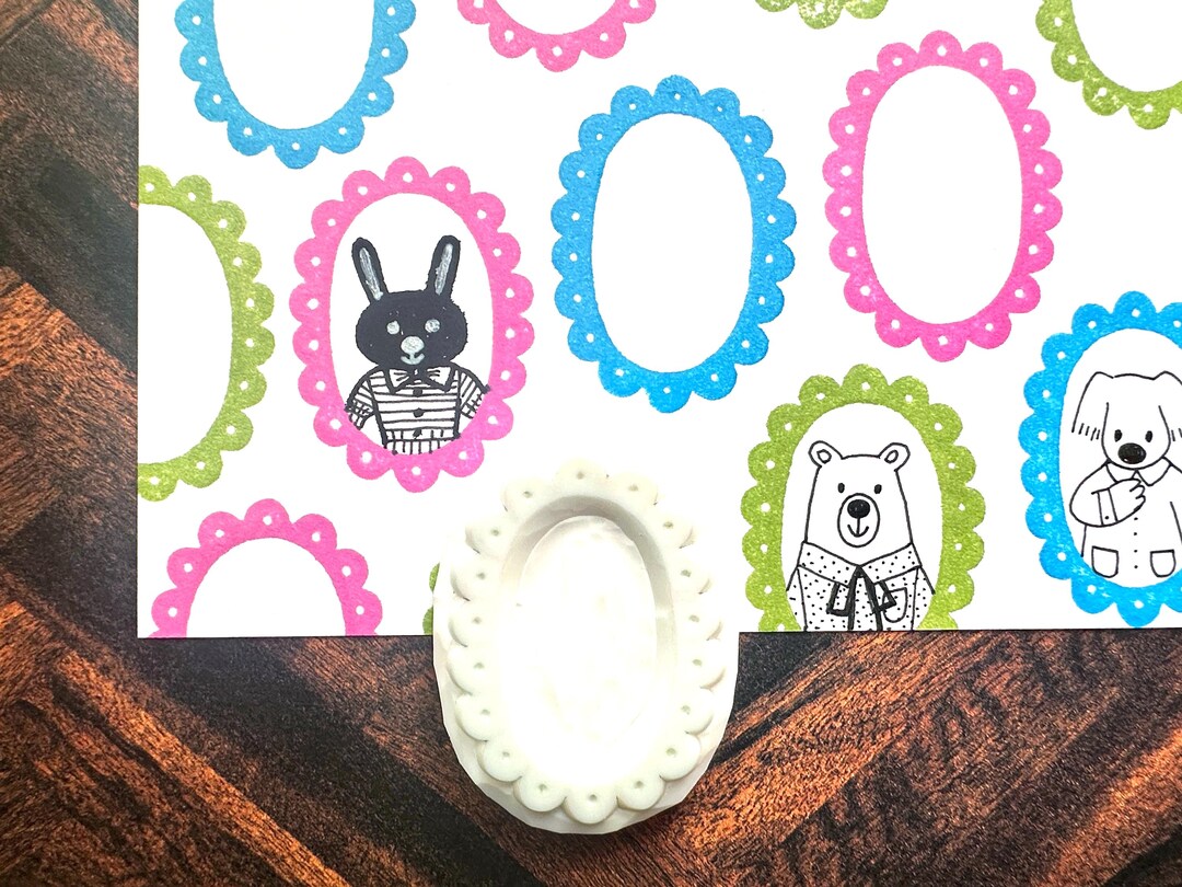 Picture Frame Rubber Stamp | Hand Carved Stamp | Journaling Card Making ...