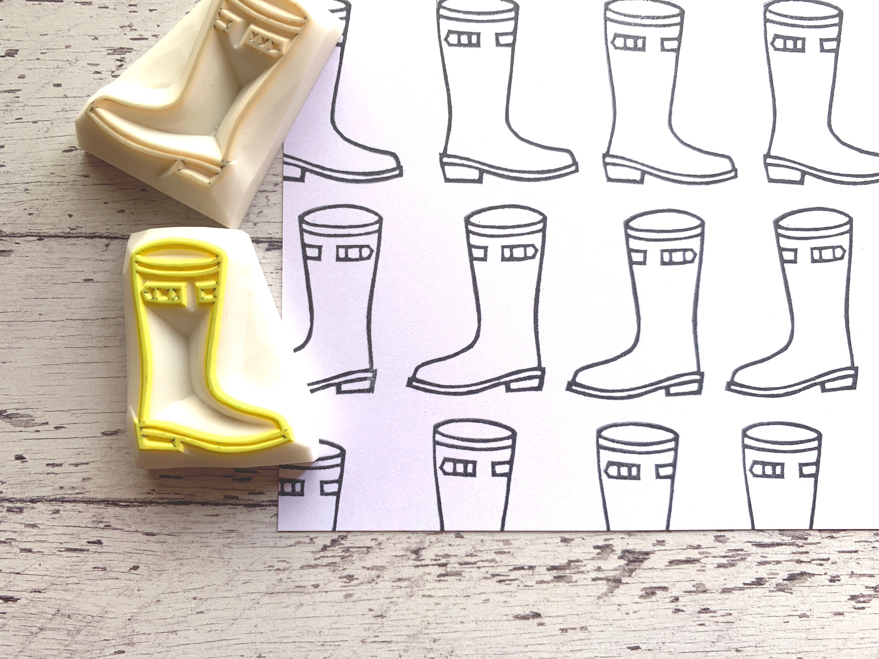 Rain Boots Rubber Stamp Set | Hand Carved Stamps | Journaling Card ...