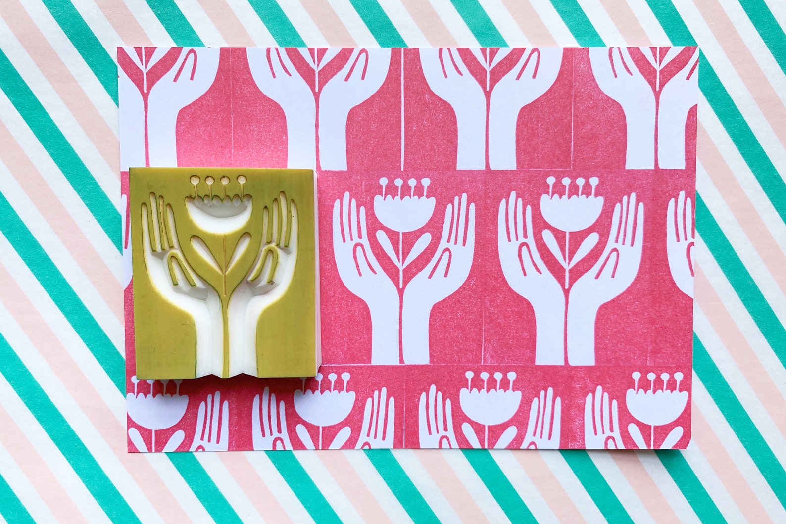 Nature Lover Rubber Stamp Botanical Tile Pattern Stamp Hand - Etsy