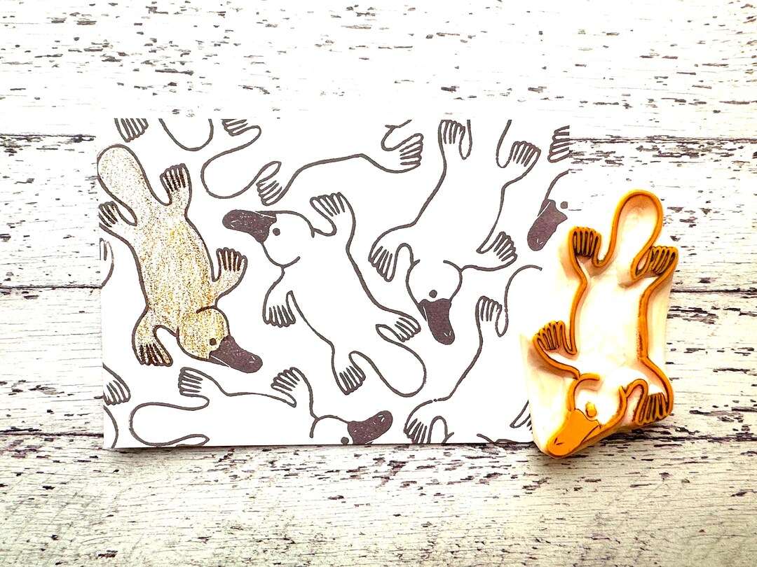 Platypus Rubber Stamp, Australian Animal Stamp, Hand Carved Stamp ...