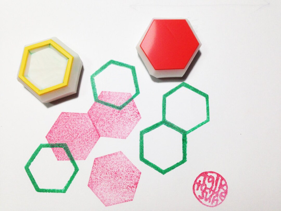 Hexagon Rubber Stamps, Geometric Pattern Stamps, Hand Carved Stamps by ...