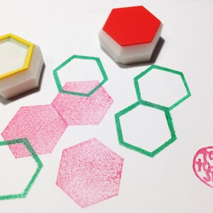 Hexagon Rubber Stamps, Geometric Pattern Stamps, Hand Carved Stamps by ...