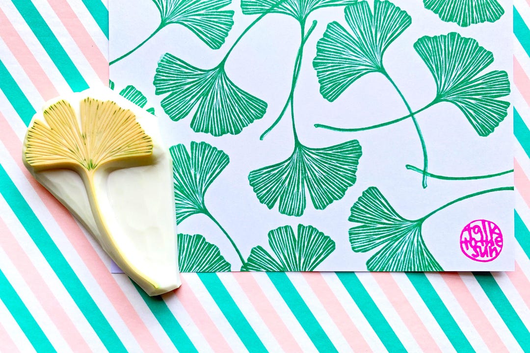 Ginkgo Leaf Rubber Stamp | Hand Carved Stamp | Botanical Design | Style ...