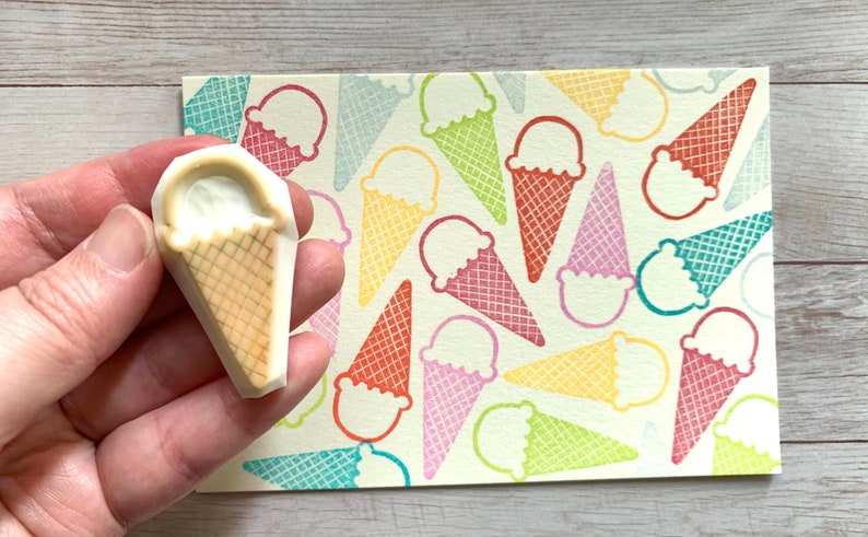 Ice Cream Cone Rubber Stamp Hand Carved Stamp by Talktothesun - Etsy
