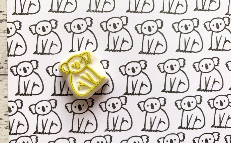 Koala Rubber Stamp Australian Animal Stamp Hand Carved Stamp - Etsy