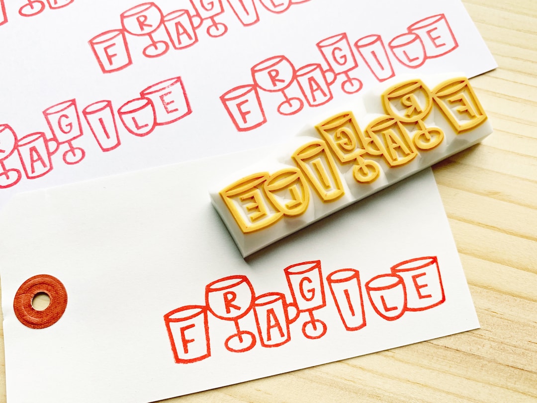 Fragile Rubber Stamp | Hand Carved Stamp | Product Packaging - Etsy