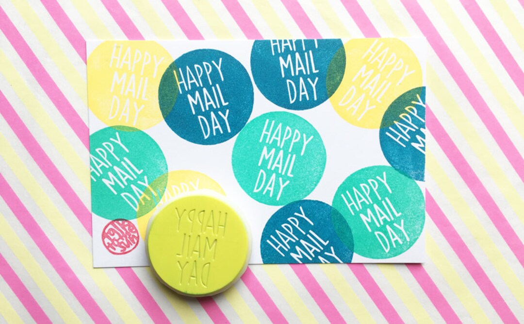 Happy Mail Day Rubber Stamp Business Packaging Stamp Hand - Etsy