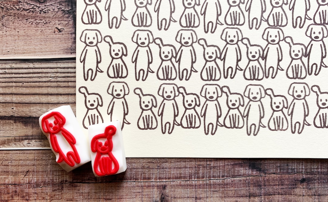 Dog Rubber Stamp Set | Hand Carved Stamps | Labrador Retriever Puppy - Etsy