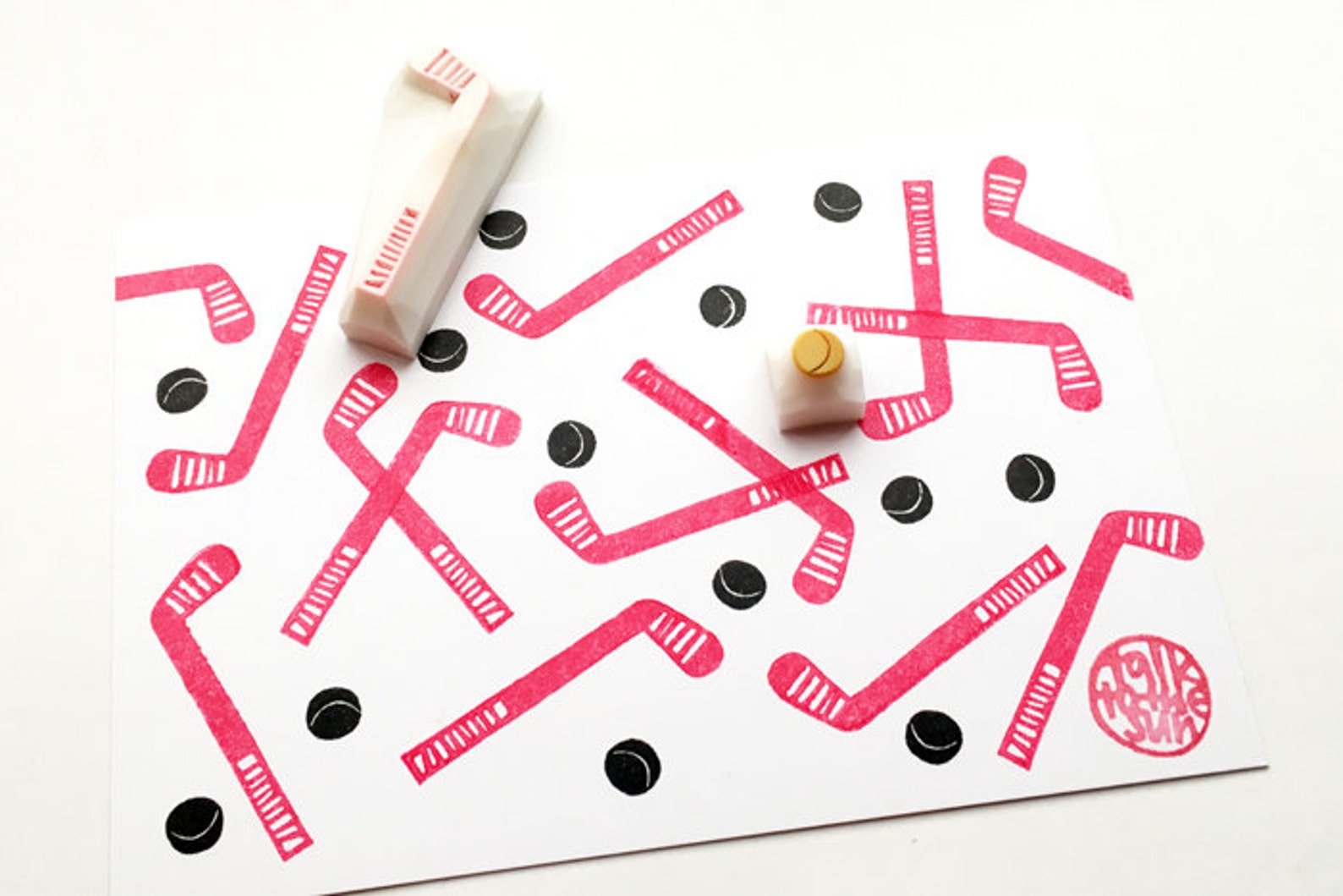 Ice Hockey Rubber Stamp Set Ice Hockey Stick & Puck Stamps - Etsy