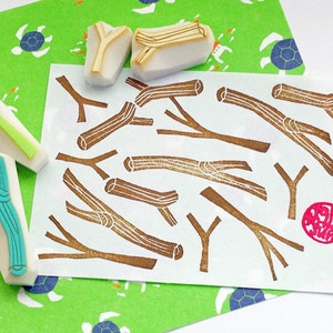 Twig Rubber Stamp Set Tree Branch Stamps Hand Carved Stamps - Etsy