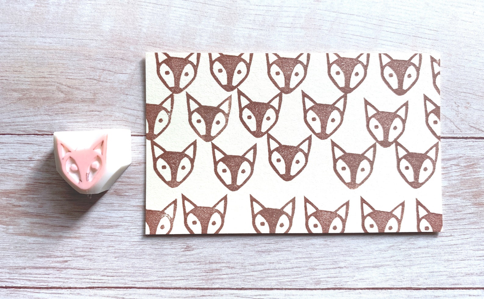 Baby Fox Rubber Stamp Cute Animal Stamp Hand Carved Stamp - Etsy