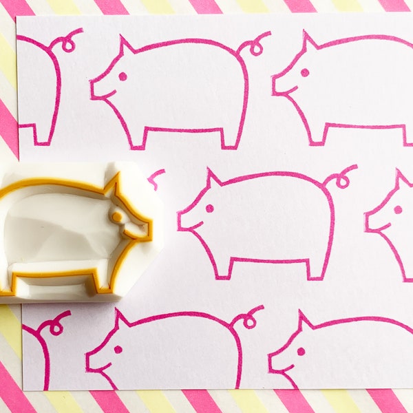 Pig Rubber Stamp - Etsy