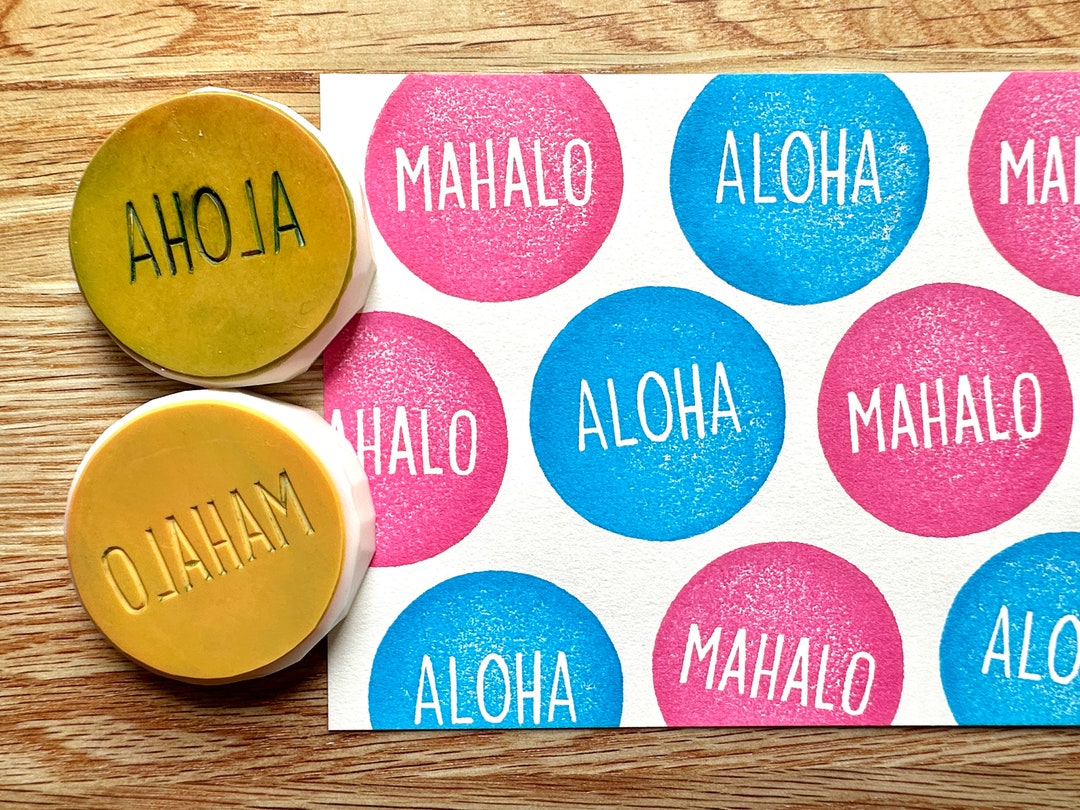 Hawaii Rubber Stamp, Aloha & Mahalo Stamps, Hand Carved Stamps for Card ...