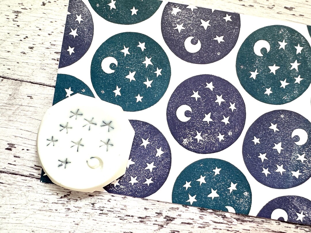 Celestial Crystal Ball Rubber Stamp | Hand Carved Stamp | Card Making ...