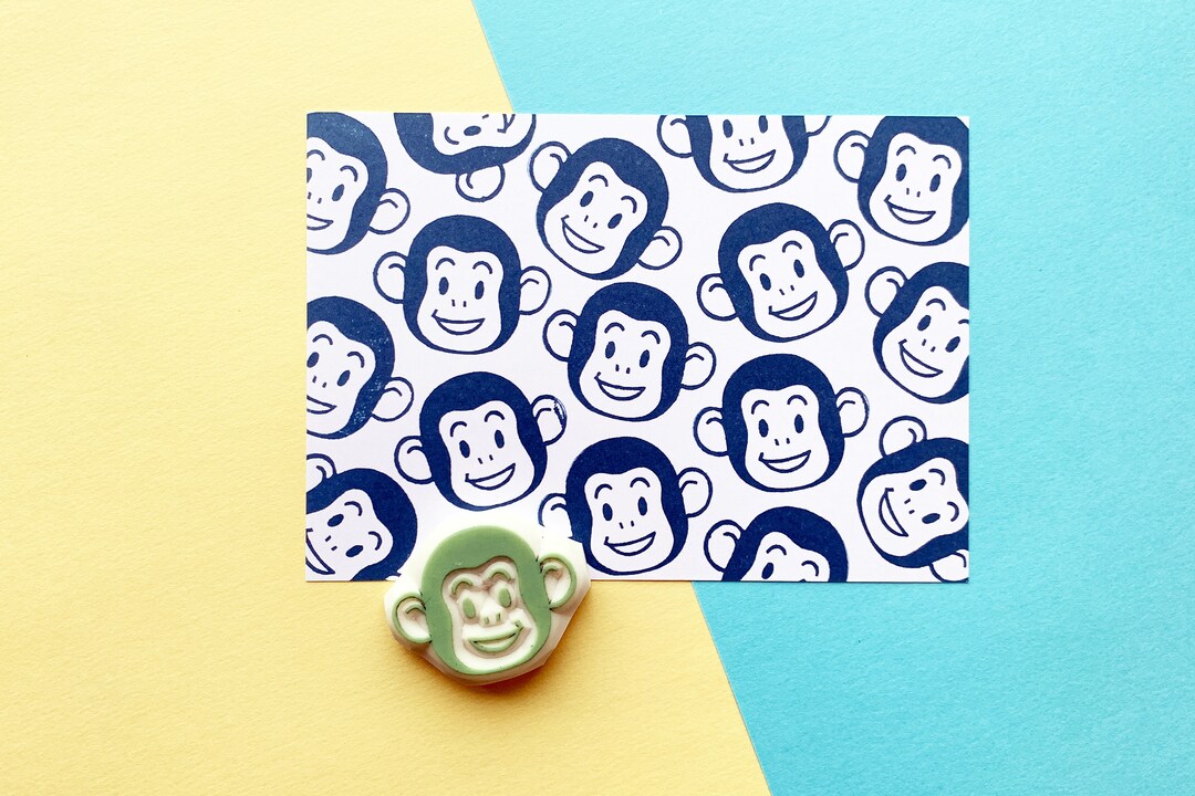 Snow Monkey Rubber Stamp: Woodland Animal Hand Carved Stamp - Etsy