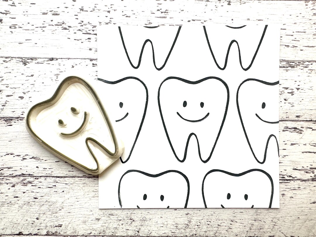 Smiling Tooth Rubber Stamp | Hand Carved Stamp | Card Making Block ...