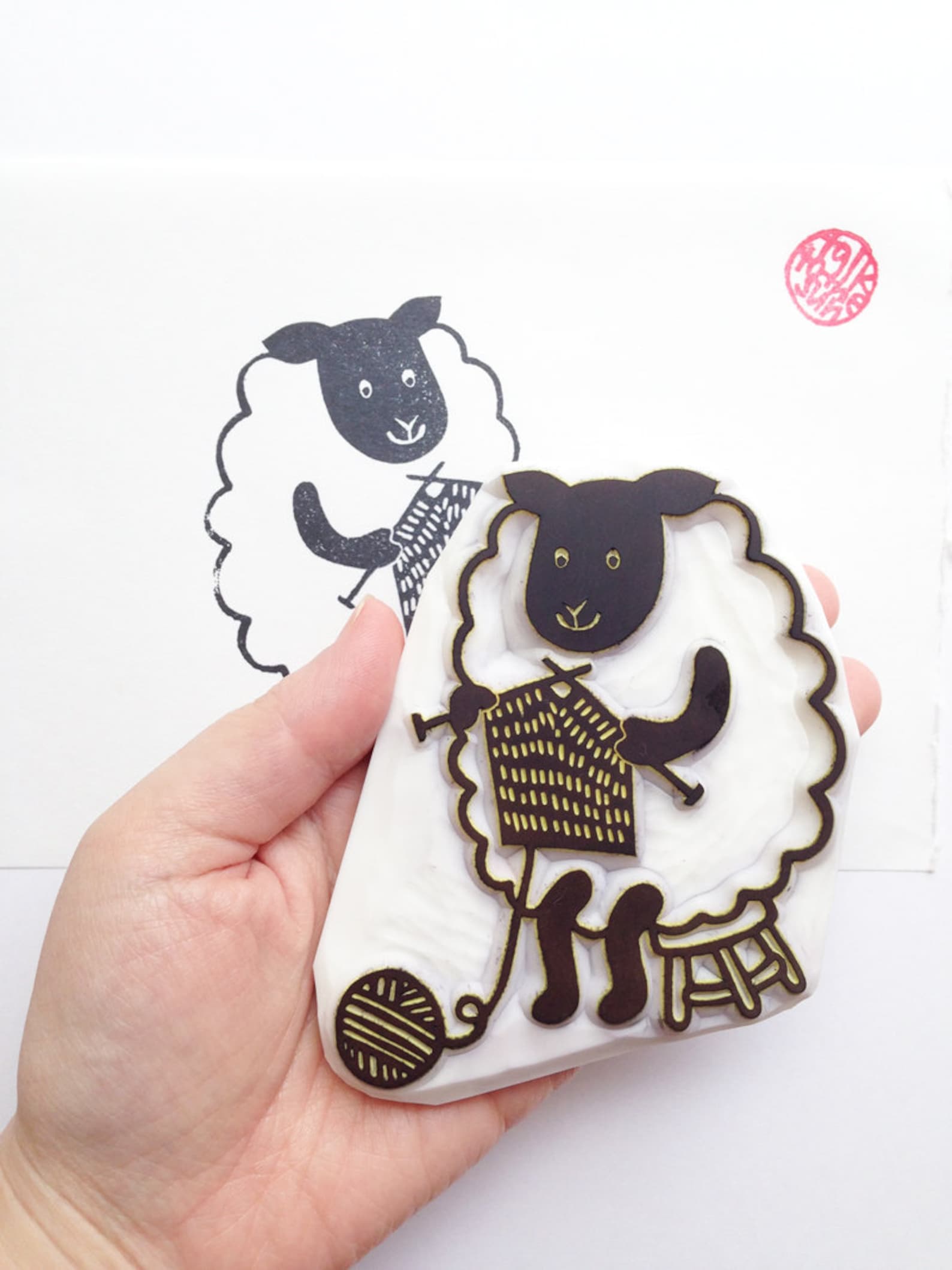 Mama sheep rubber stamp knitting stamp woodland stamp | Etsy