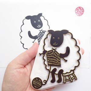 Mama Sheep Rubber Stamp Knitting Stamp Hand Carved Stamp by - Etsy