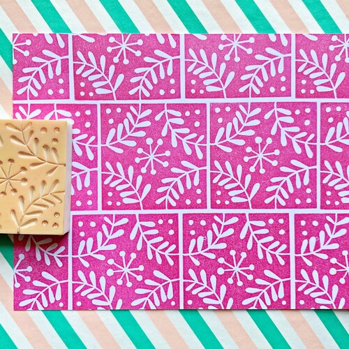 Nature Lover Rubber Stamp Botanical Tile Pattern Stamp Hand - Etsy