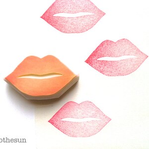 Lips Rubber Stamp Kiss Stamp Hand Carved Stamp for Card | Etsy