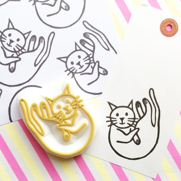 Cat Rubber Stamp - Etsy